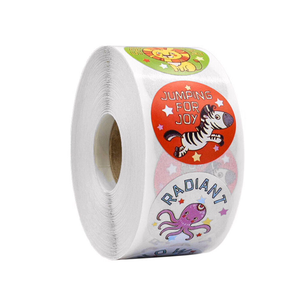 500Pcs/roll Reward Stickers 8 Types Cute Aminal Classroom Motivational ...