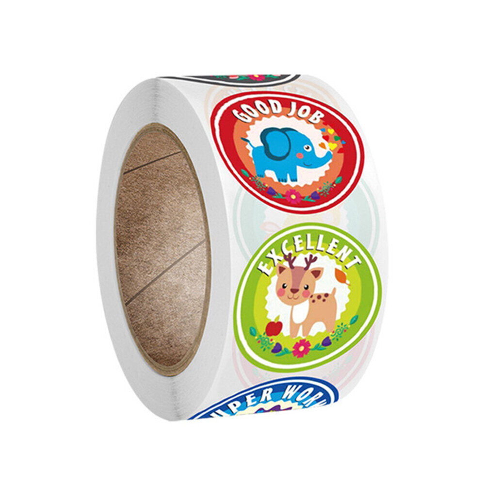 Cartoon Animals Round Stickers Kids Toys Decor Seal Labels School ...