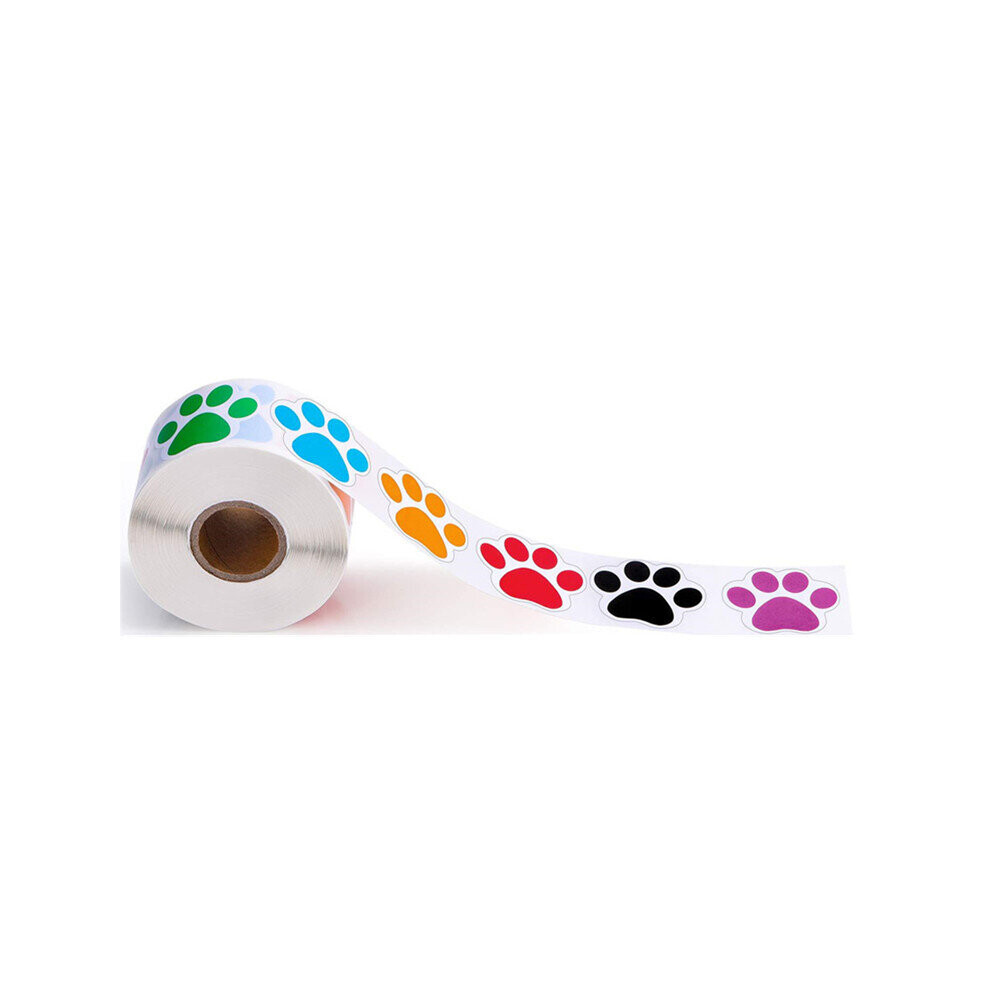 500pcs/roll Colorful Paw Print Stickers Dog cat bear Paw Labels ...