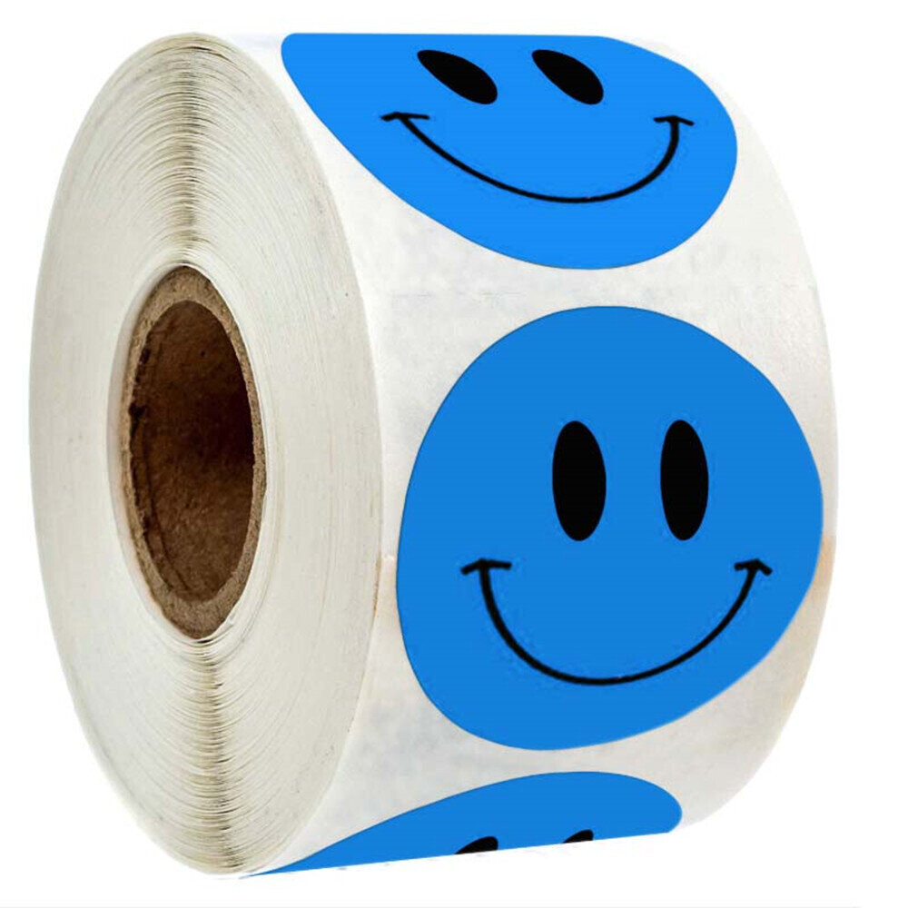 Smiley face sadhesive ticker yellow orange green blue brown smile ...