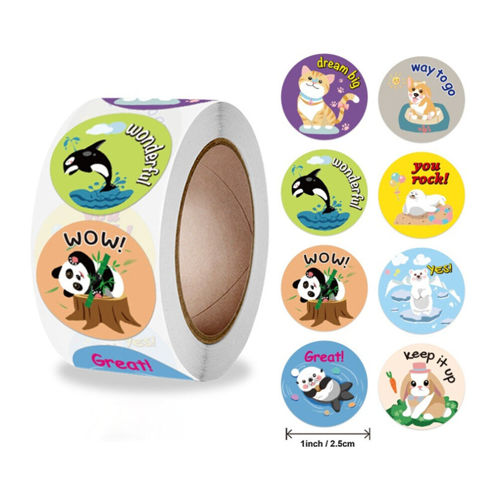 500pcs/roll Cute Cartoon Animals Teacher Reward Stickers for Kids ...