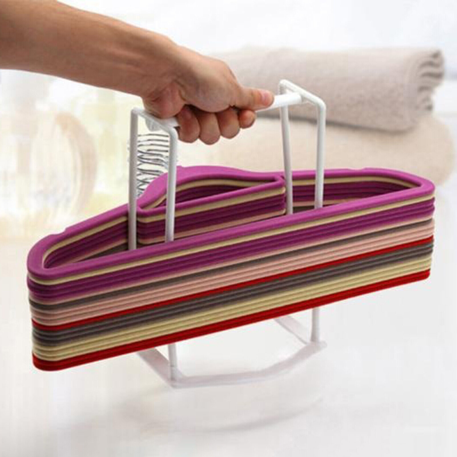 Clothes Hanger Organizer Convenient Space-saving PP Hanger Stacker Rack ...