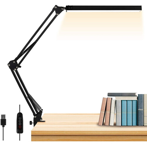 LED Desk Lamp,14W Metal Swing Arm Desk Lamp with Clamp,Eye-Caring ...