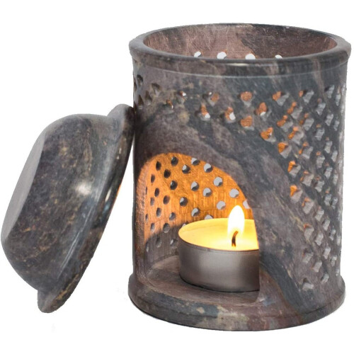 Klass Home Jali Soapstone Oil Burner Moroccan Style Wax Melt Burner for ...