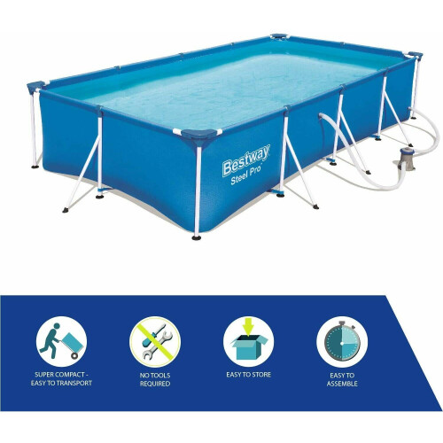 Bestway 13'1" Steel Pro Swimming Rectangular Steel Frame Pool & Pump on ...