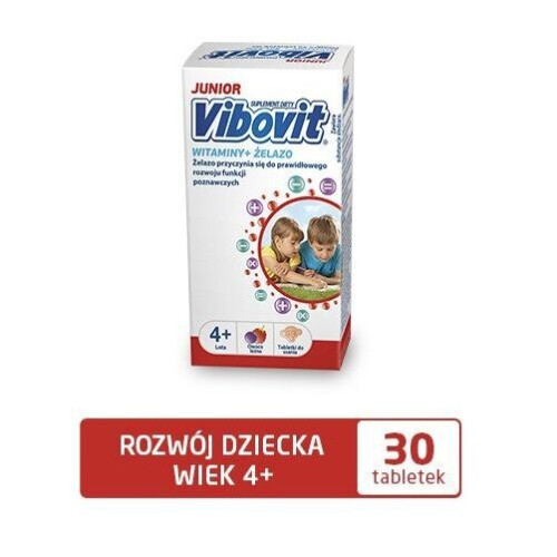 VIBOVIT JUNIOR WITAMINY + ŻELAZO 30 tabletek do ssania on OnBuy