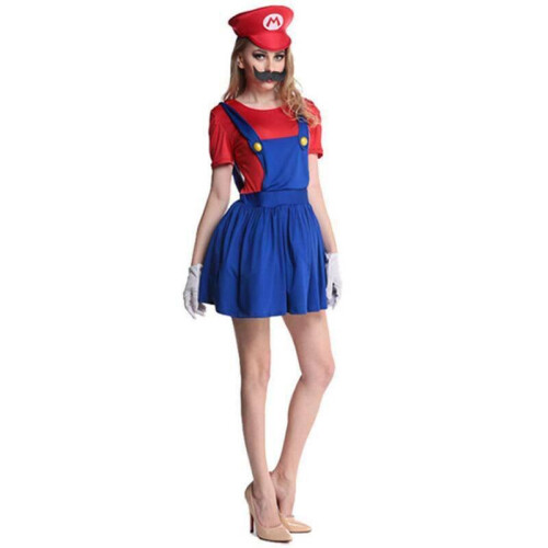 ((Women) Red Mario, L) Adults Women Super Mario Bros Luigi Fancy Dress ...