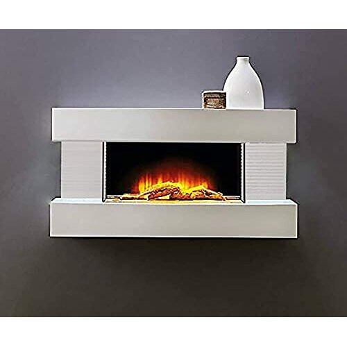 Modern 32" White Wall Mounted 3D Electric Fire LED Flame Effect on OnBuy