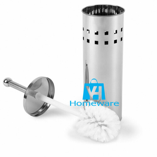 Stainless Steel Toilet Brush Holder Lid & Cup Commode Cleaning Set on OnBuy