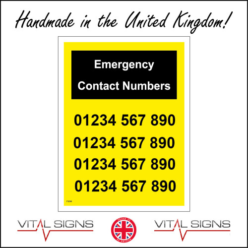 (400 x 600mm - 16 x 24, D - 1mm Pvc Foamex) FS300 Emergency Contact ...