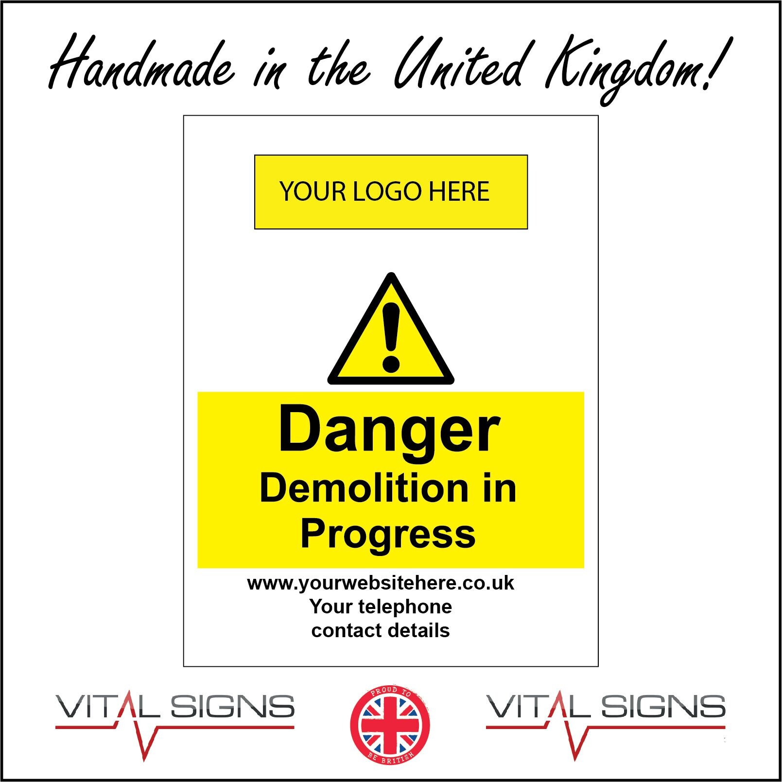 (450 x 600mm - 18 x 24, D - 1mm Pvc Foamex) WT157 Danger Demolition In Progress Sign Your My ...