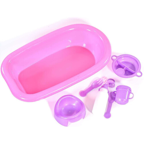 Baby Doll Bath Feeding Set Milk Bottle Potty Dummy Spoon Fork Plate Toy ...