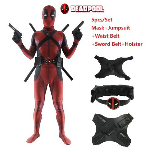 (Suit, Adult L) Halloween Cosplay Costume Deadpool Lycra Full Body ...