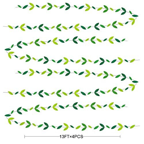 52 Fts Spring Theme Green Leaf Garland Theme Party Decorations Kit ...
