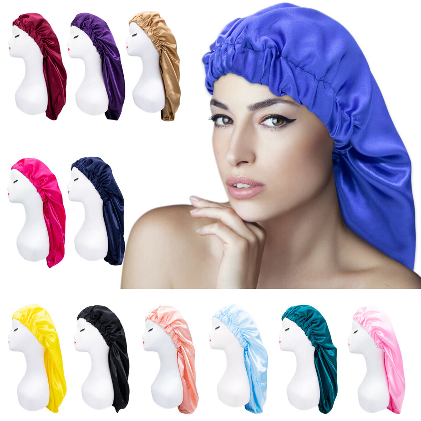 Elastic Stain Bonnet Breathable Multifunctional Wide Edge Long Hair ...