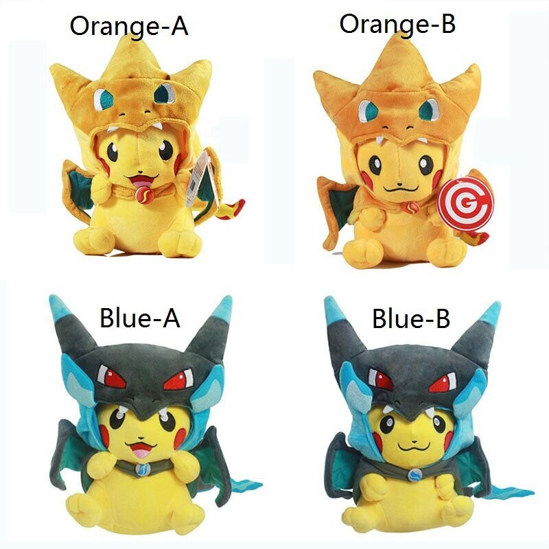 (Orange-B+Blue-B) Pikachu Cosplay Plush Toys Mega Pokemon Cos Charizard ...