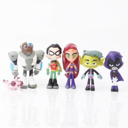 6pcs Teen Titans Go Figur Robin Raven Beast Boy Starfire Figurine Model ...