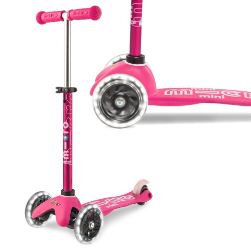 Mini Micro Led Deluxe Light Up Scooter Pink 2-5 Years Tilt And Lean ...