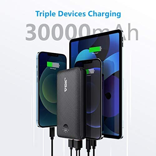 JIGA Power Bank, 30000mAh Portable Charger with 3 Outputs & 3 Inputs ...