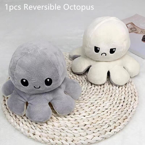 (1pcs Gray Beige) Reversible Octopus Plush Toy Marine Life Stuffed Animals Doll on OnBuy