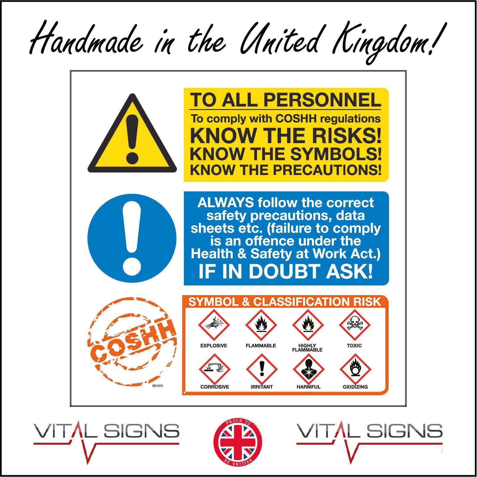 (450 x 450mm - 18 x 18, B - Magnetic - Vehicle Grade) MU303 COSHH Know ...