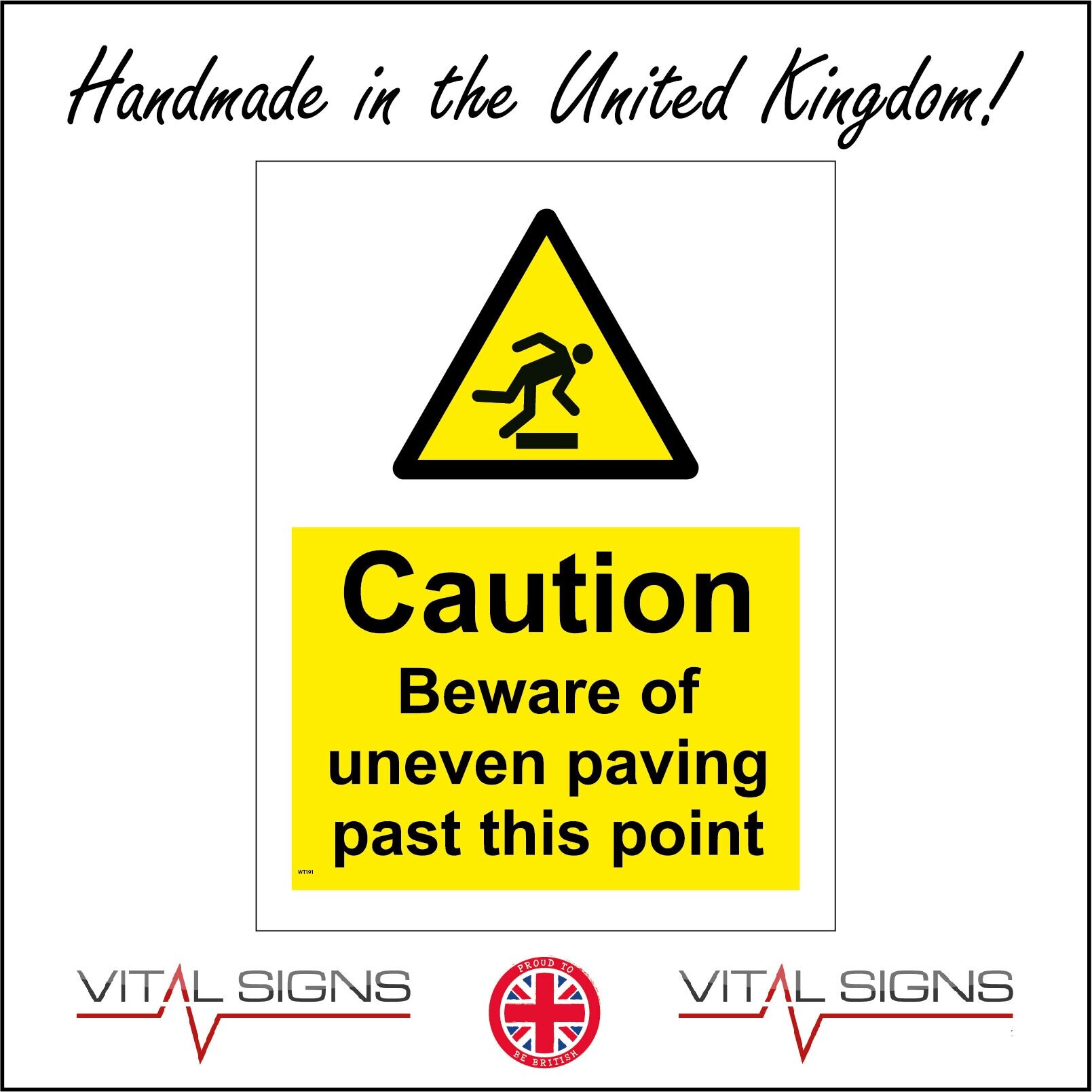 (200 x 300mm - 8 x 12, C - Dibond / Composite Aluminium) WT191 Caution Beware Of Uneven Paving ...