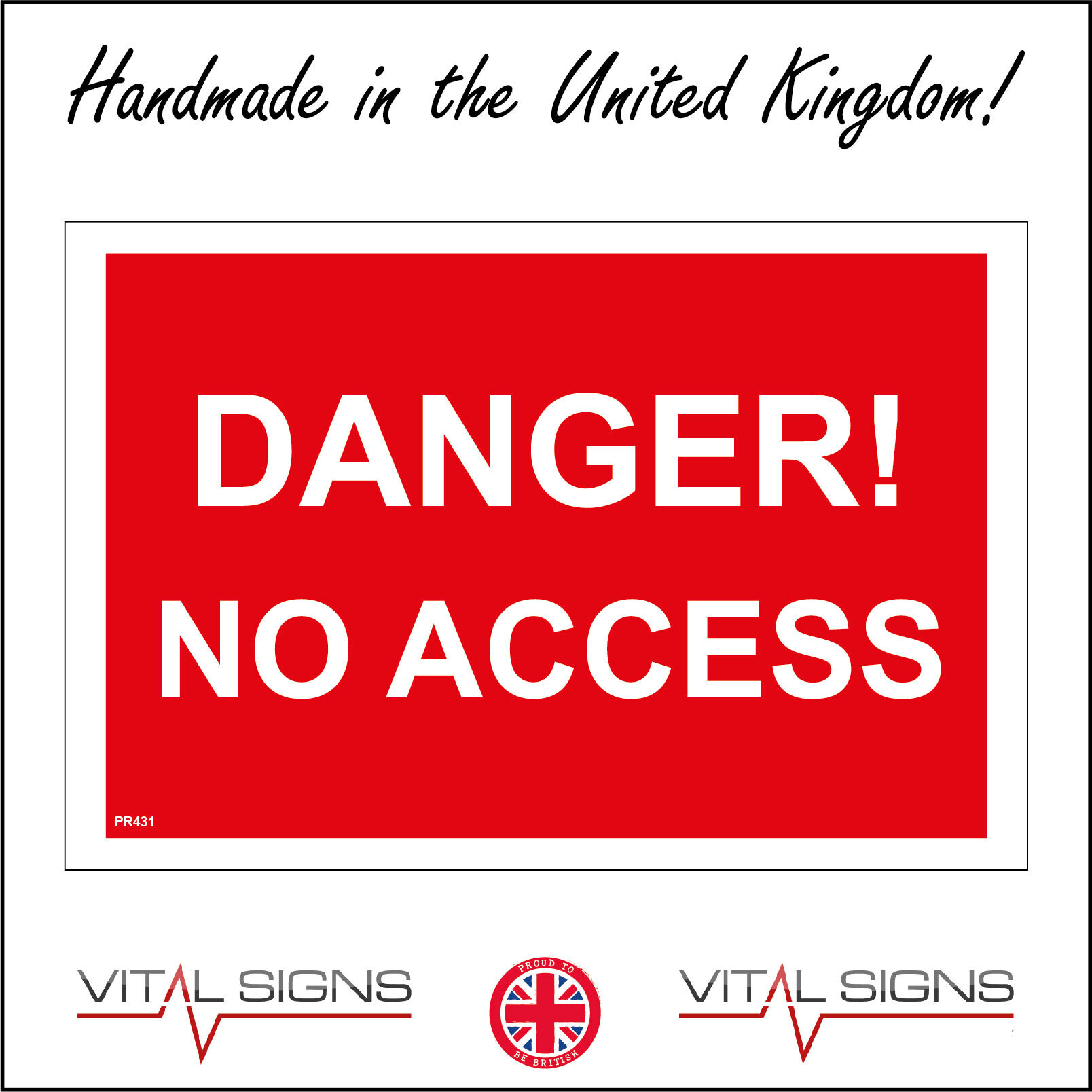 (600 x 450mm - 24 x 18, C - Dibond / Composite Aluminium) PR431 Danger ...