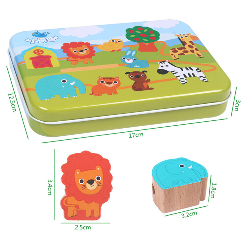 (Vehicle^) Wooden Cartoon Fruit Animal Lacing Threading Beads ...