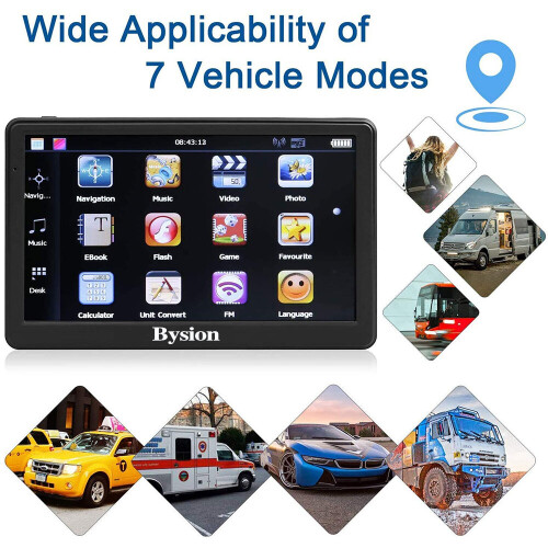 SAT NAVS for Cars, Bysion 7 Inch Navigator Car Truck GPS Navigation ...