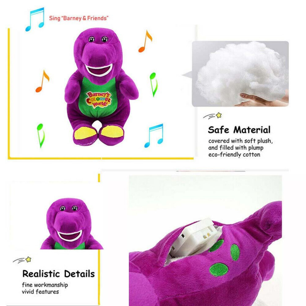 30cm Barney The Dinosaur Sing I LOVE YOU Song Purple Plush Doll Toy Kids Gift on OnBuy