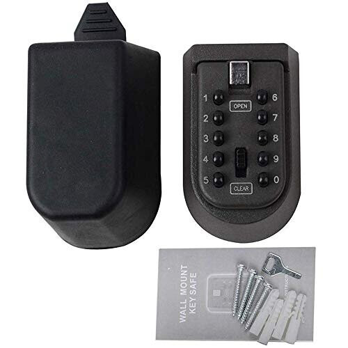 Loboo Idea Wall Mounted Outdoor Security Keysafe Box with Push Button Combination Lock, Outdoor ...