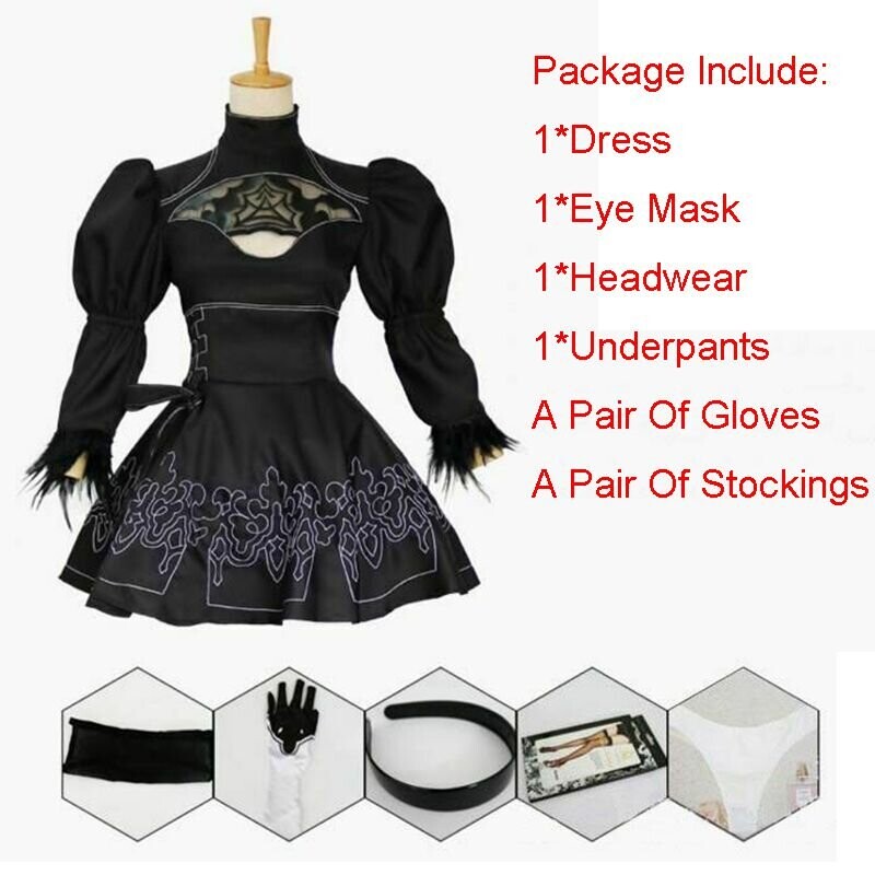 (Costume Set(No Wig), L) NieR Automata 2B YoRHa No.2 Cosplay Costume ...