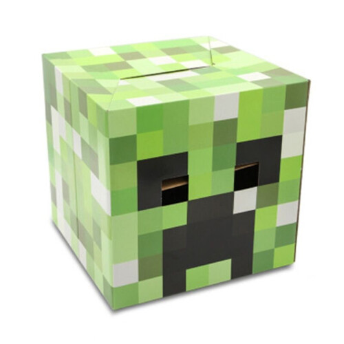 (Green Creeper) Minecraft Cardboard Head Cover Box Steve Creeper ...