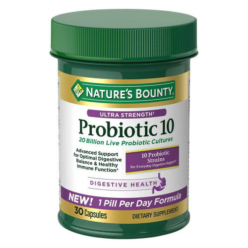 Nature's Bounty Ultra Strength Probiotic 10, 20 Billion Live Cultures ...