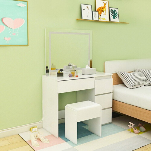 White Vanity Dressing Table With LED Lights Mirror on OnBuy