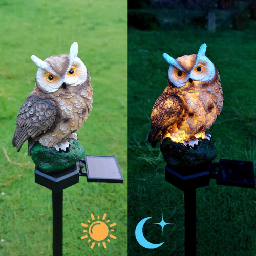Owl Solar Light with Solar LED Panel Owl Waterproof Outdoor Decor Solar ...