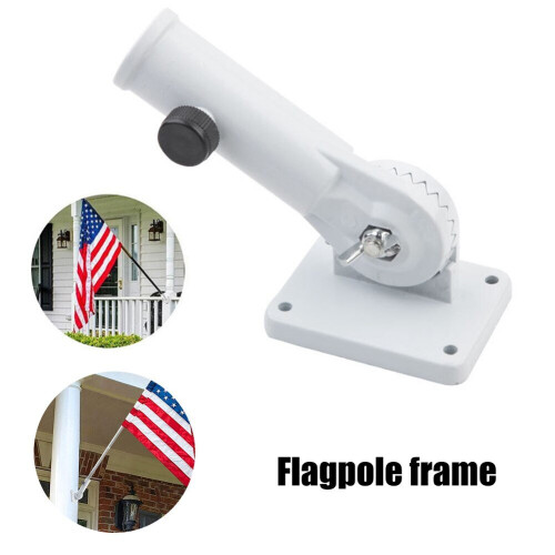 Metal Flag Pole Holder Wall Mounted Flagpole Base Advertising Bracket ...
