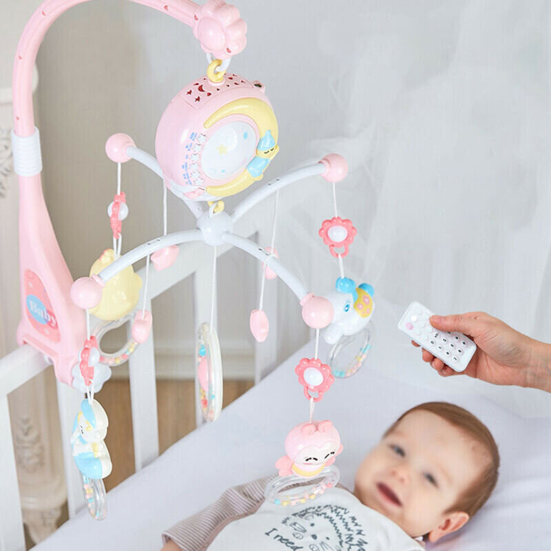 Baby Musical Crib Bed Bell Cot Mobile Stars Light Nusery Lullaby Toy on ...