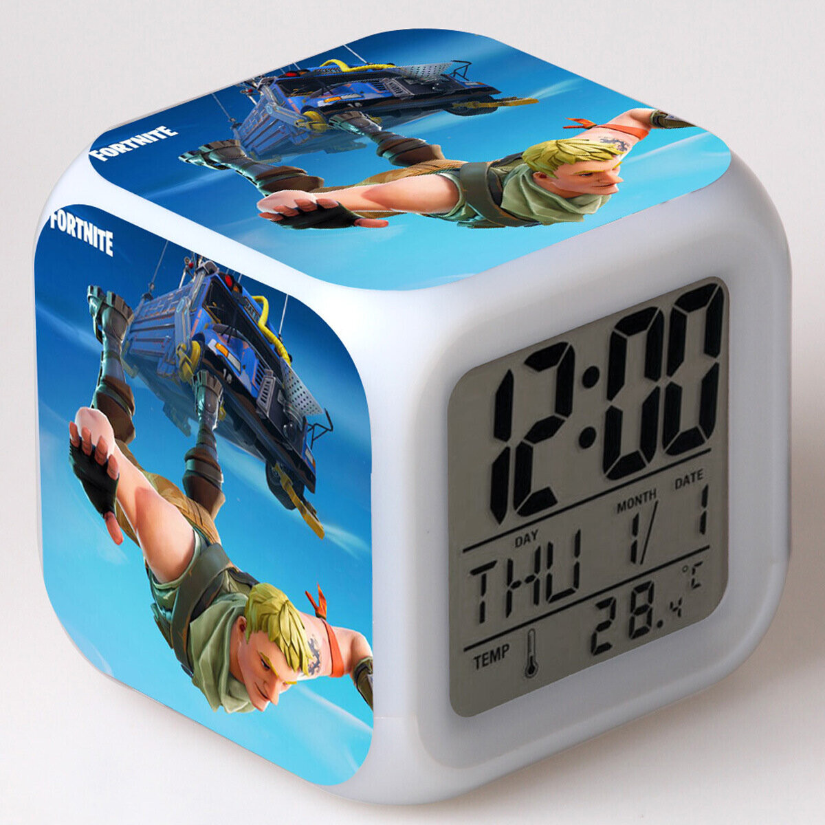 (38) Fortnite Multi-function 7Color Digital Alarm Clock LED Watch Alarm ...