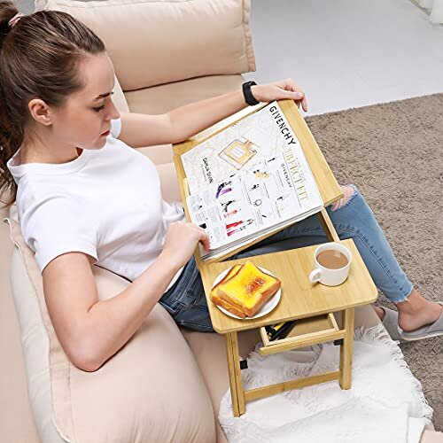 Zipom 100% Portable Bamboo Laptop Stand Foldable Desk Notebook Table ...