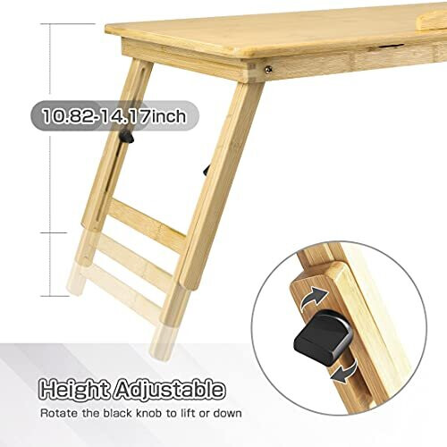 Zipom 100% Portable Bamboo Laptop Stand Foldable Desk Notebook Table ...