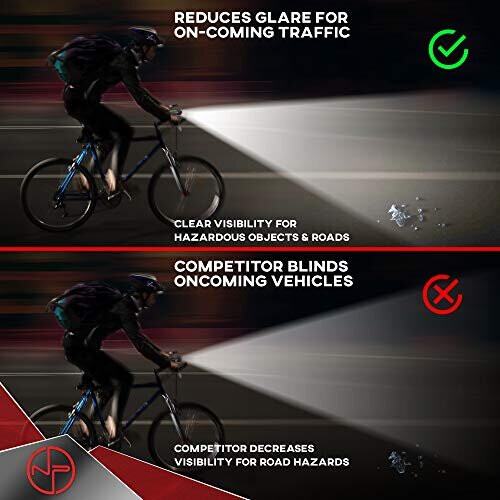 NP NIGHT PROVISION BX-300 USB Rechargeable LED Bike Light Set Front and ...