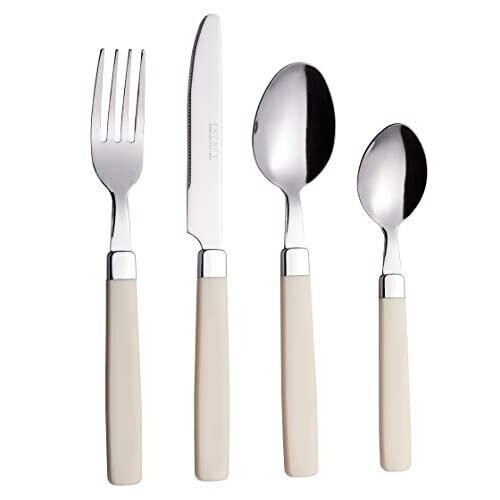 EXZACT Cutlery Set 16pcs Stainless Steel - Coloured Handles - 4 x Forks ...