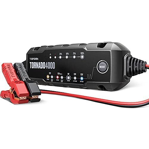 TOPDON T4000 4-Amp Fully Automatic Car Battery Charger, 6V/12V Battery ...