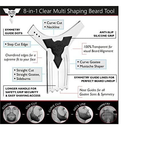 The BEARD NINJA - Beard Shaping Tool Template. Clear Shaper Guide for ...