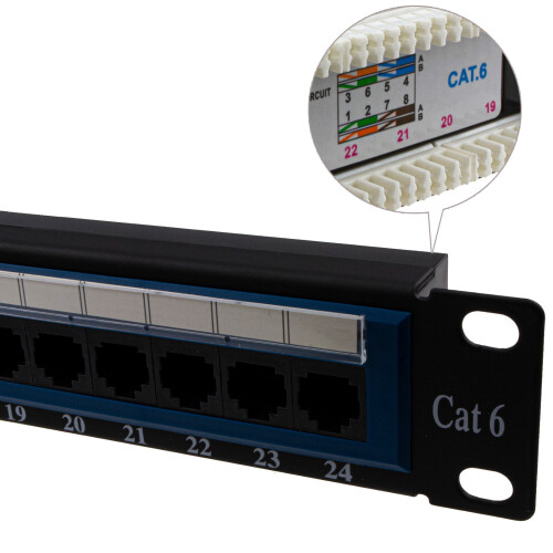 kenable Patch Panel Cat6 Rack Mountable 24 Port Ethernet Gigabit 19 ...