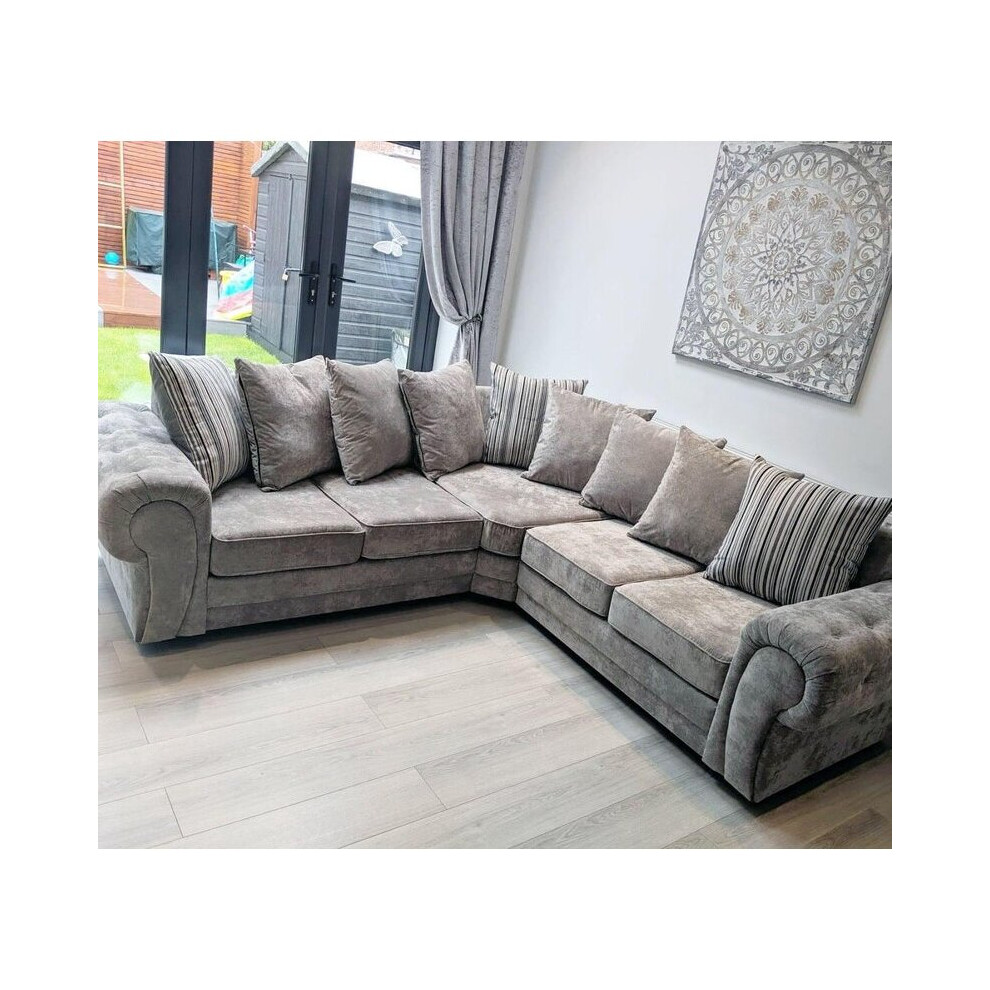 Moana Large Corner Sofa Grey on OnBuy