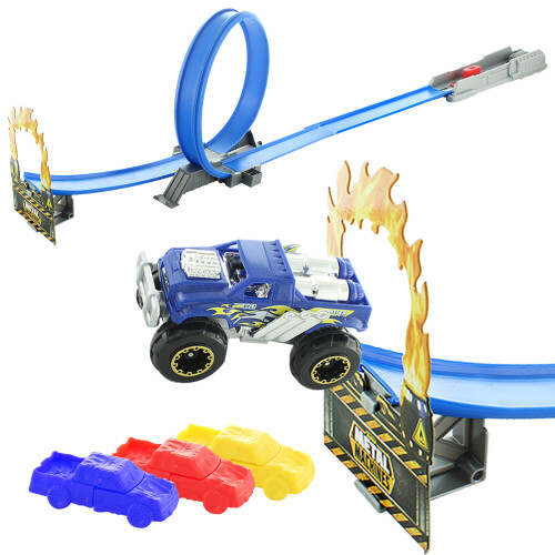 Metal Machine Road Rampage Racing Race Car Launcher Loop Track Truck ...