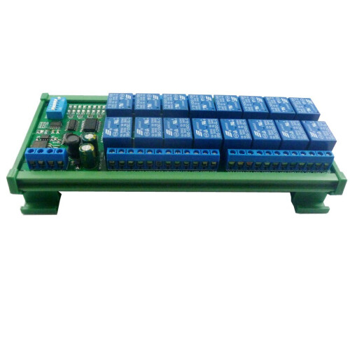 DC 12V DIN35 C45 Rail Box 16 Channel RS485 Relay Module Modbus RTU UART Control Switch Board for ...