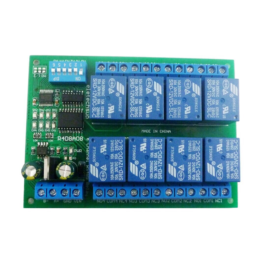 DC 12V 8 Channel RS485 Relay Module Modbus RTU UART Remote Control Switch DIN35 C45 Rail Box for ...